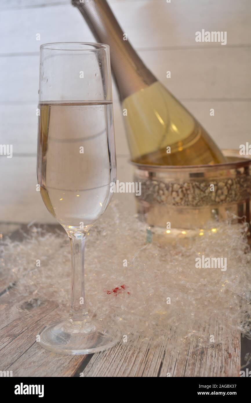 italian spumante glass and bottle Stock Photo - Alamy
