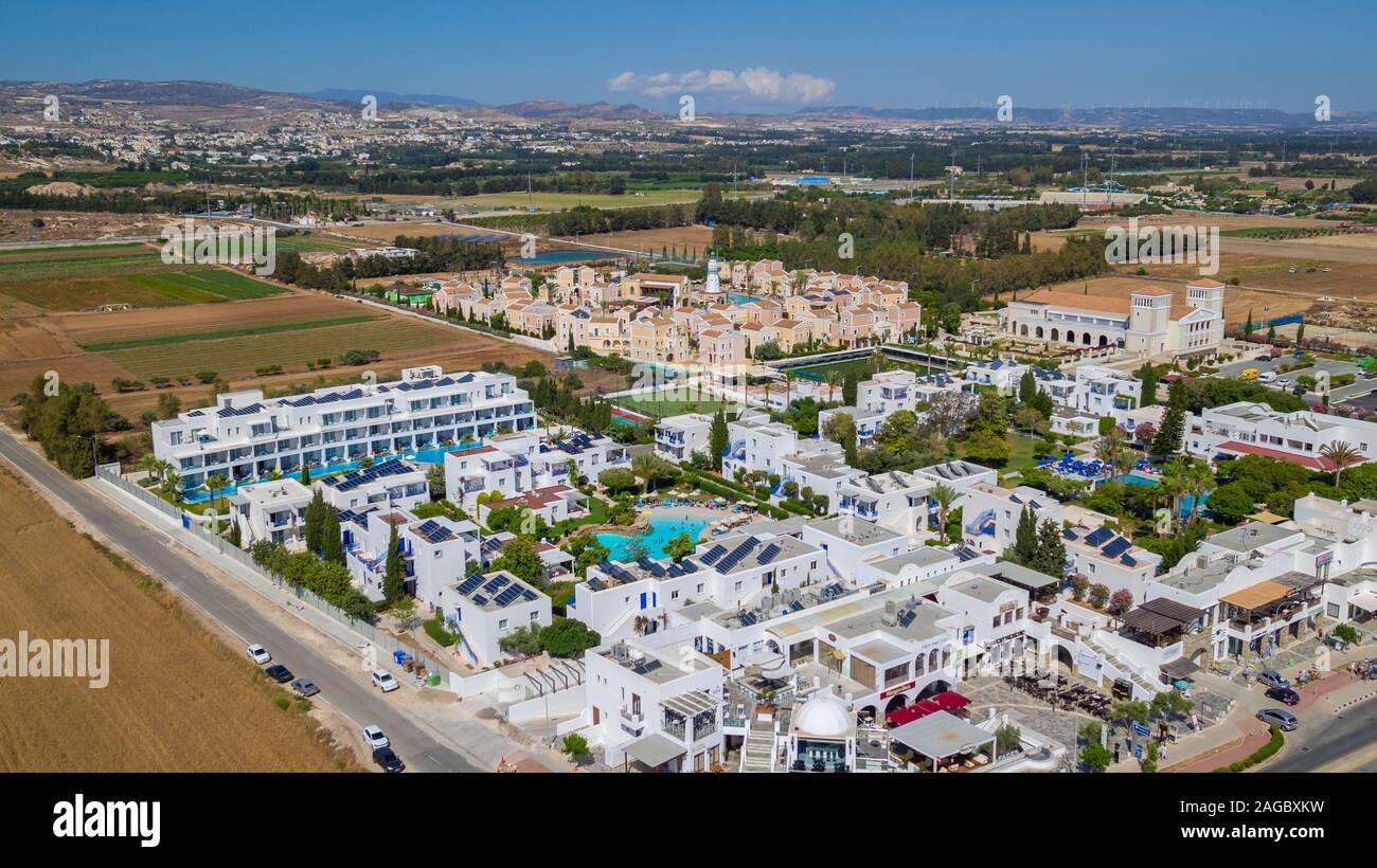 High angle shot of the buildings by the ocean captured in Cyprus Stock ...