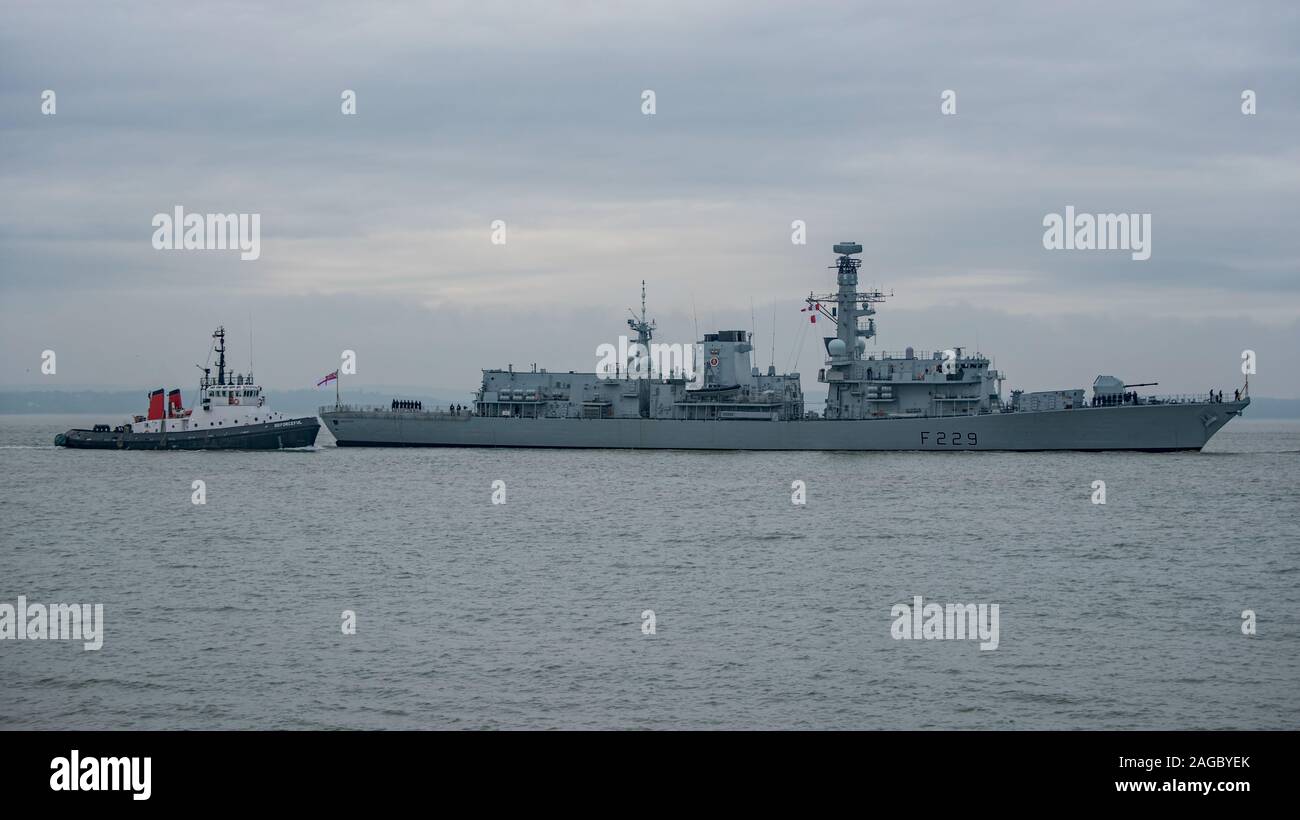 The Royal Navy Type 23 frigate HMS Lancaster (F229) returned to ...
