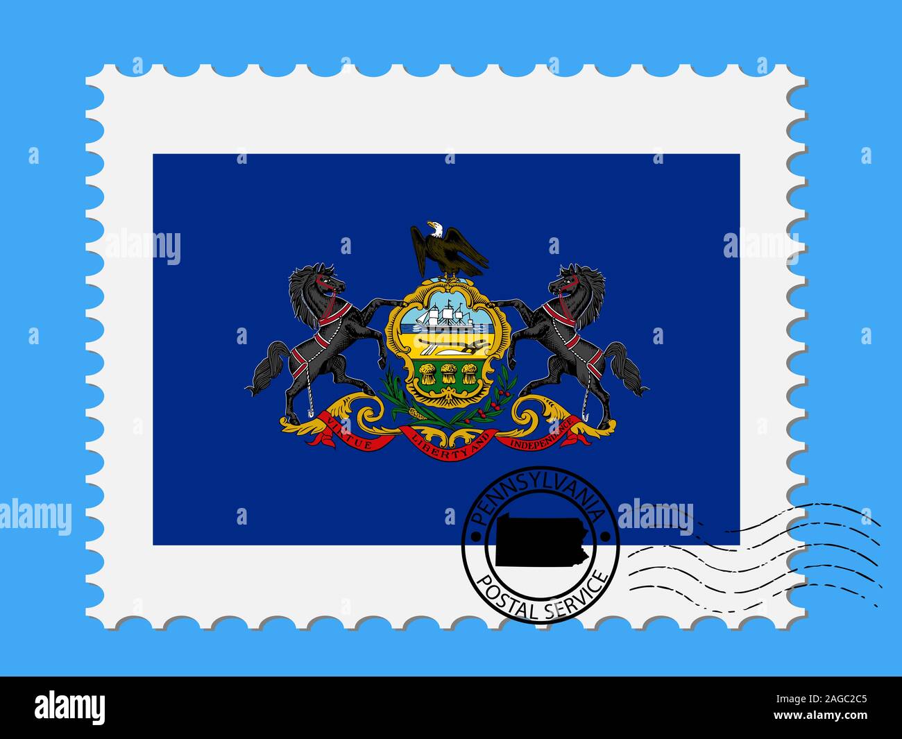 U.S. state of Pennsylvania Flag with Postage Stamp Vector illustration ...