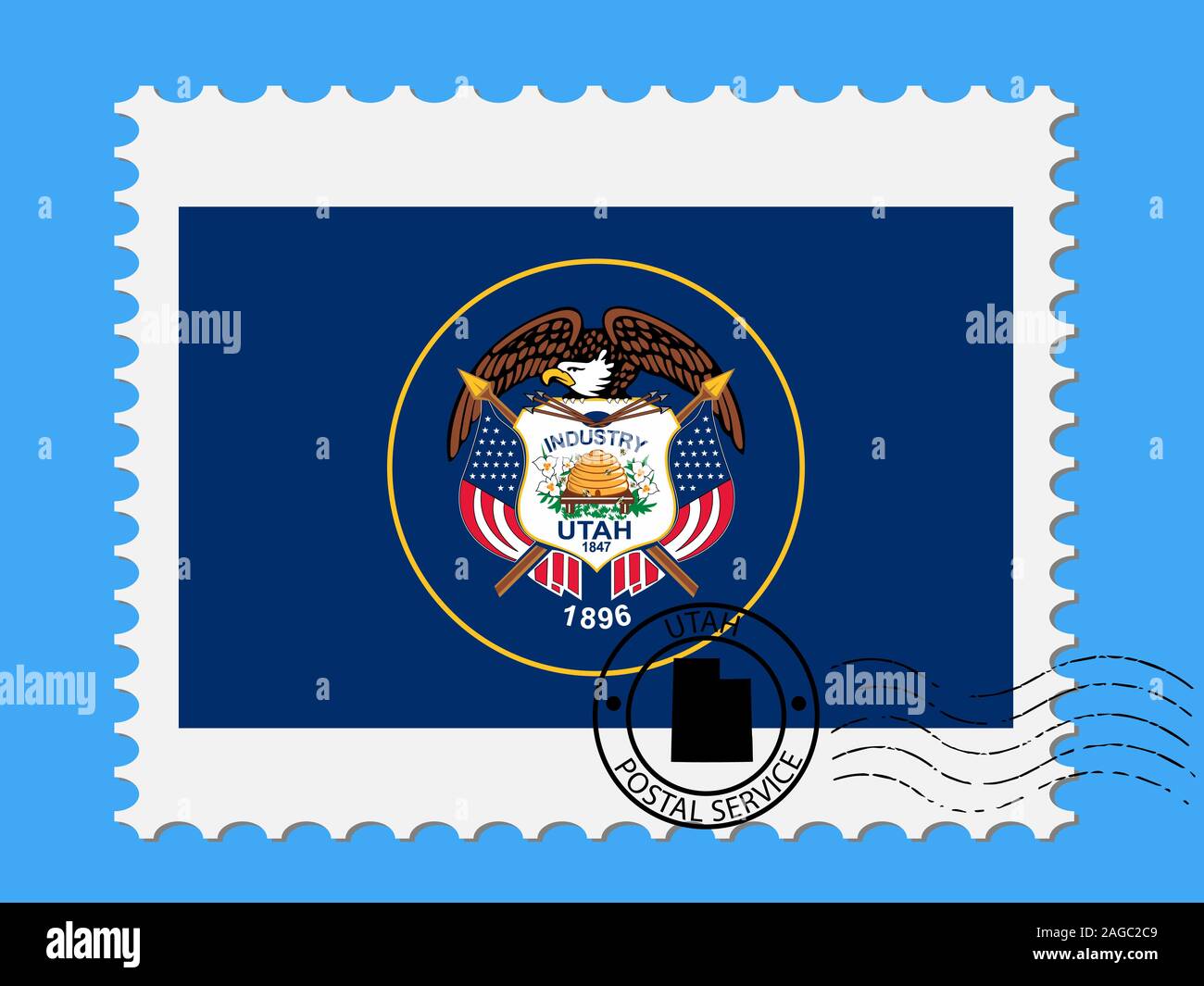 U.S. state of Utah Flag with Postage Stamp Vector illustration Eps 10 ...