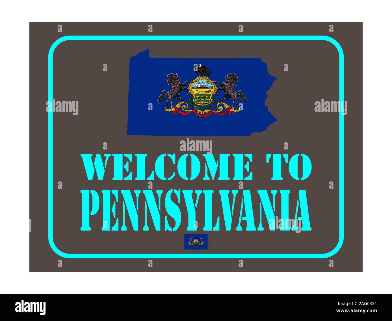 Welcome to Pennsylvania sign with flag map Vector illustration Eps 10 ...