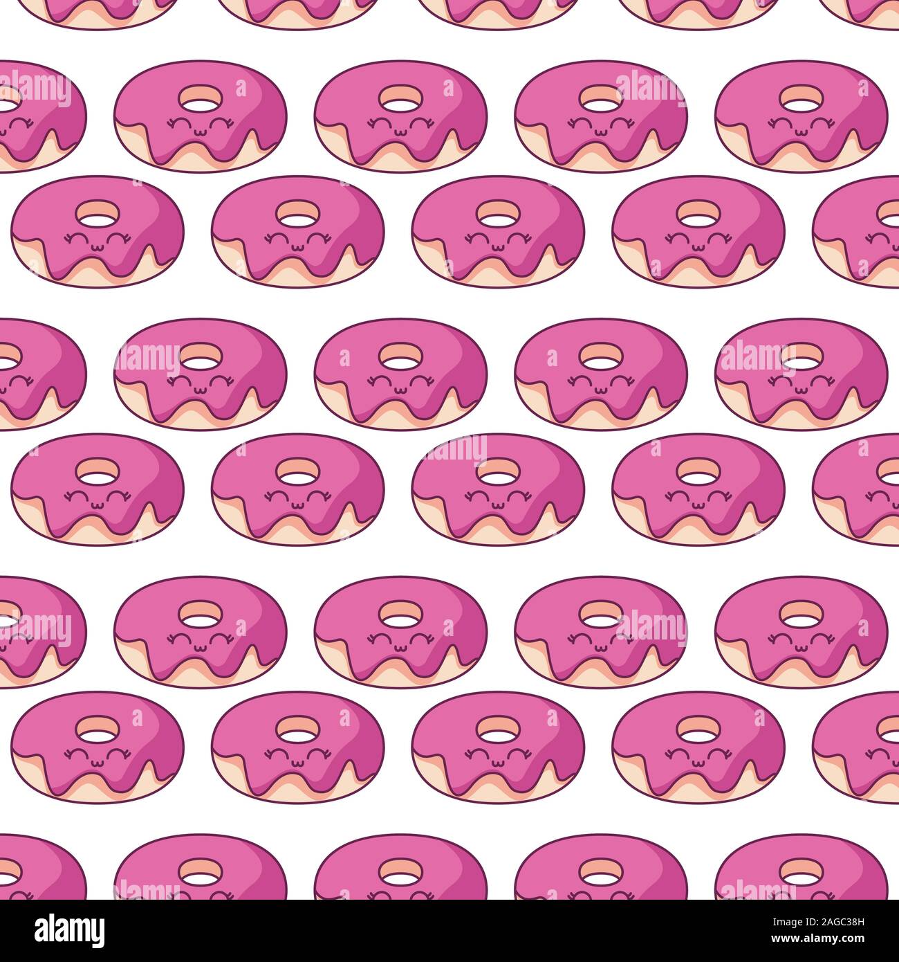 donuts cartoons background design, Kawaii expression cute character ...