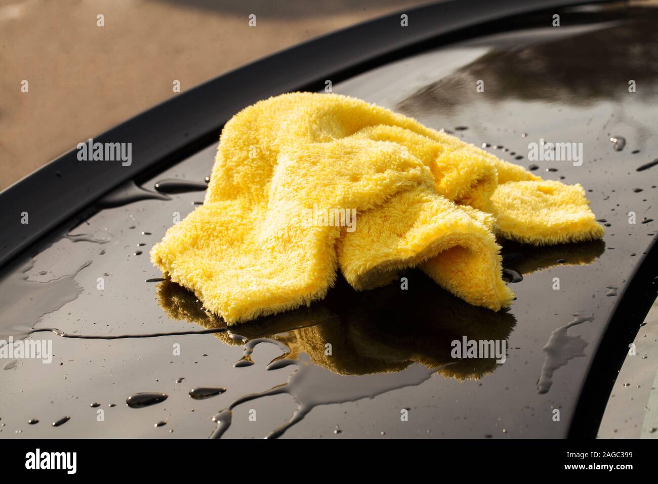 Cleaning car. Microfiber for cleaning and polishing the car Stock Photo ...