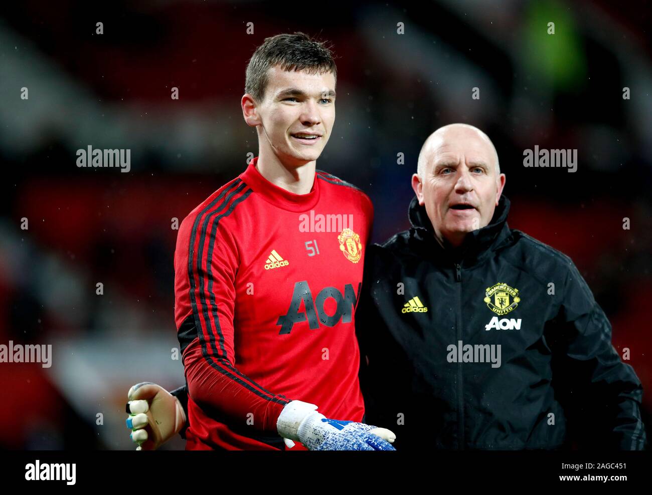 Manchester United goalkeeper Matej Kovar (left) with goalkeeper coach Richard Hartis (right ...