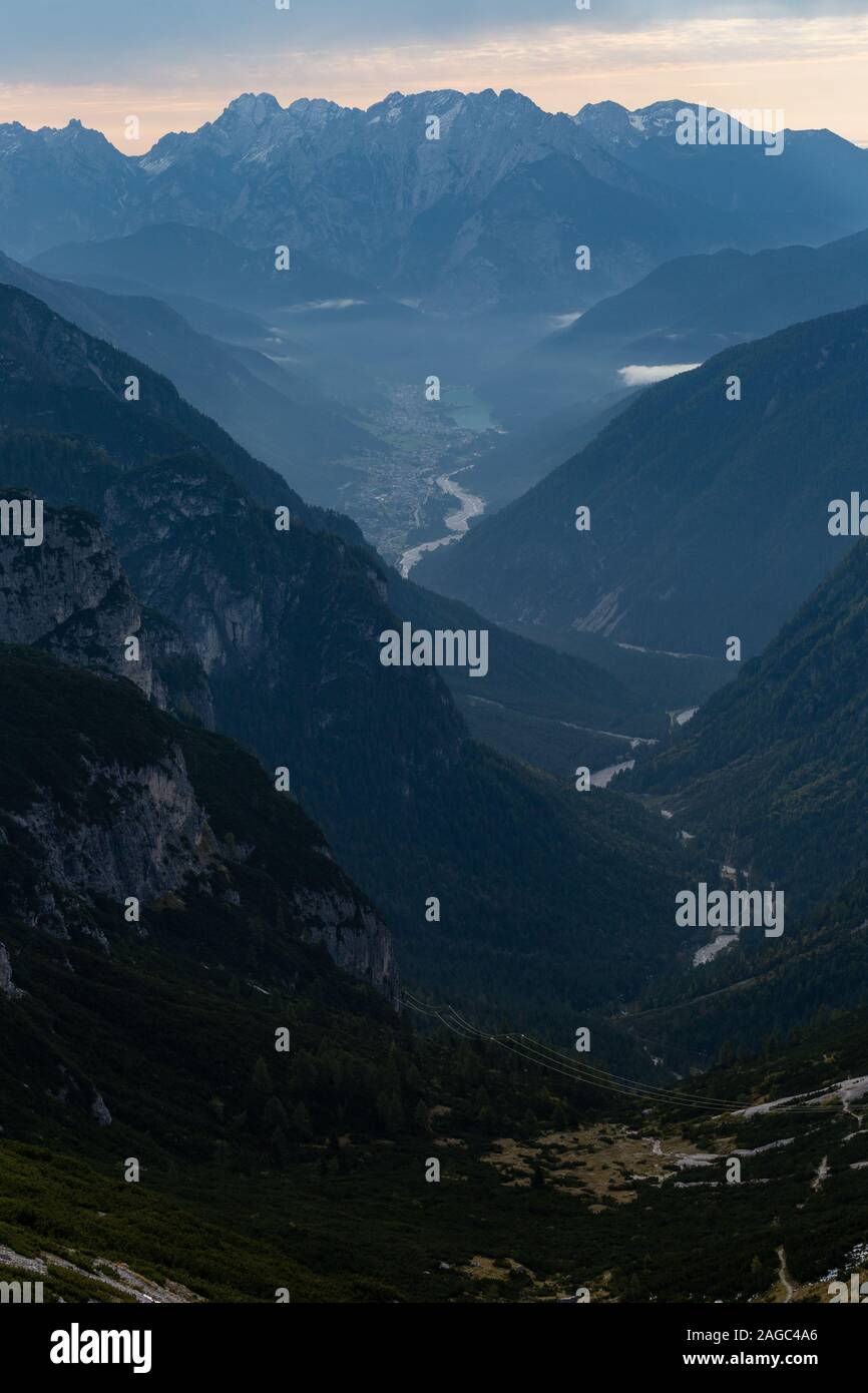 Vertical high angle shot of a breathtaking view of the Italian Alps ...