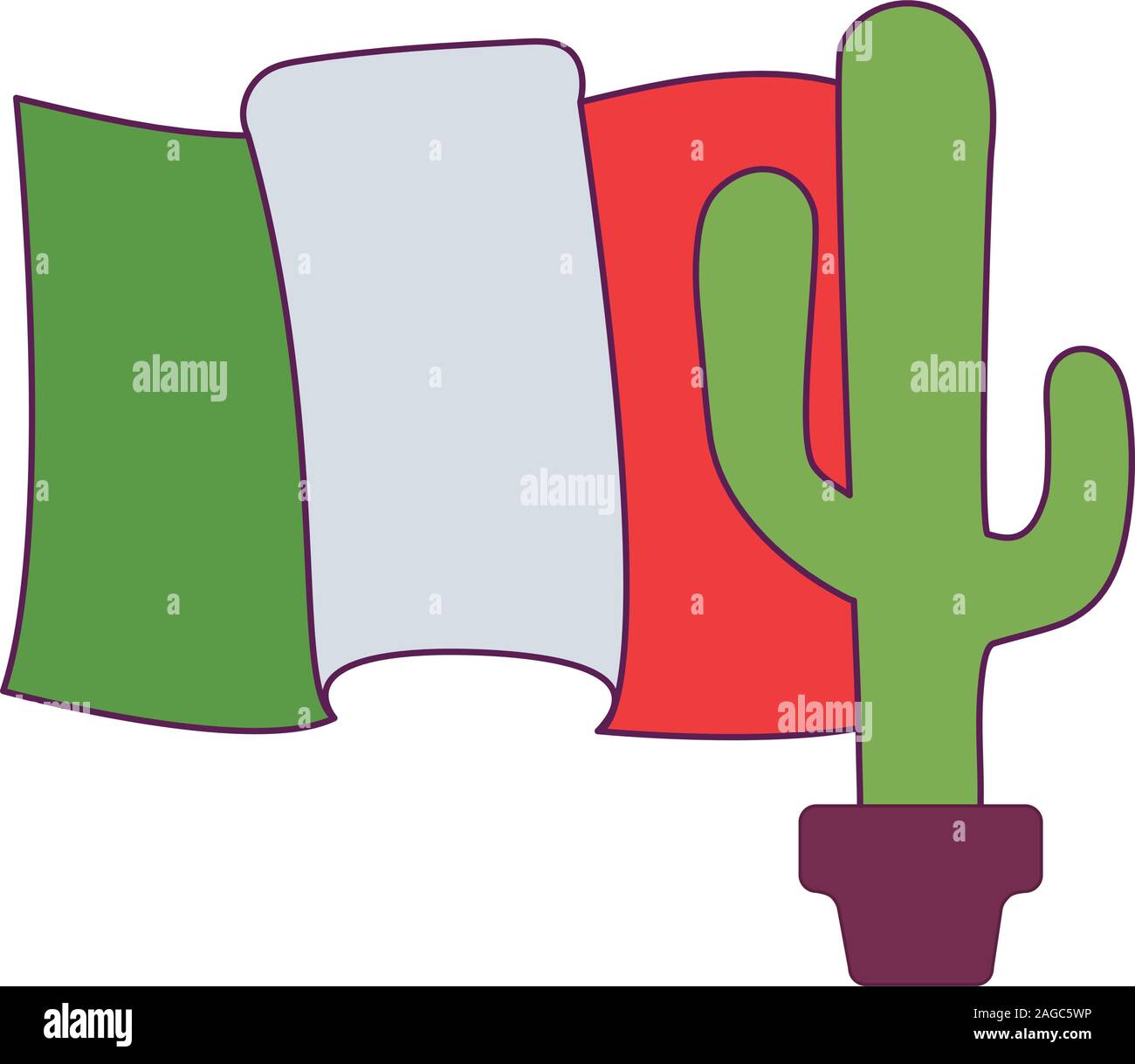 Mexican cactus and flag design, Mexico culture tourism landmark latin ...