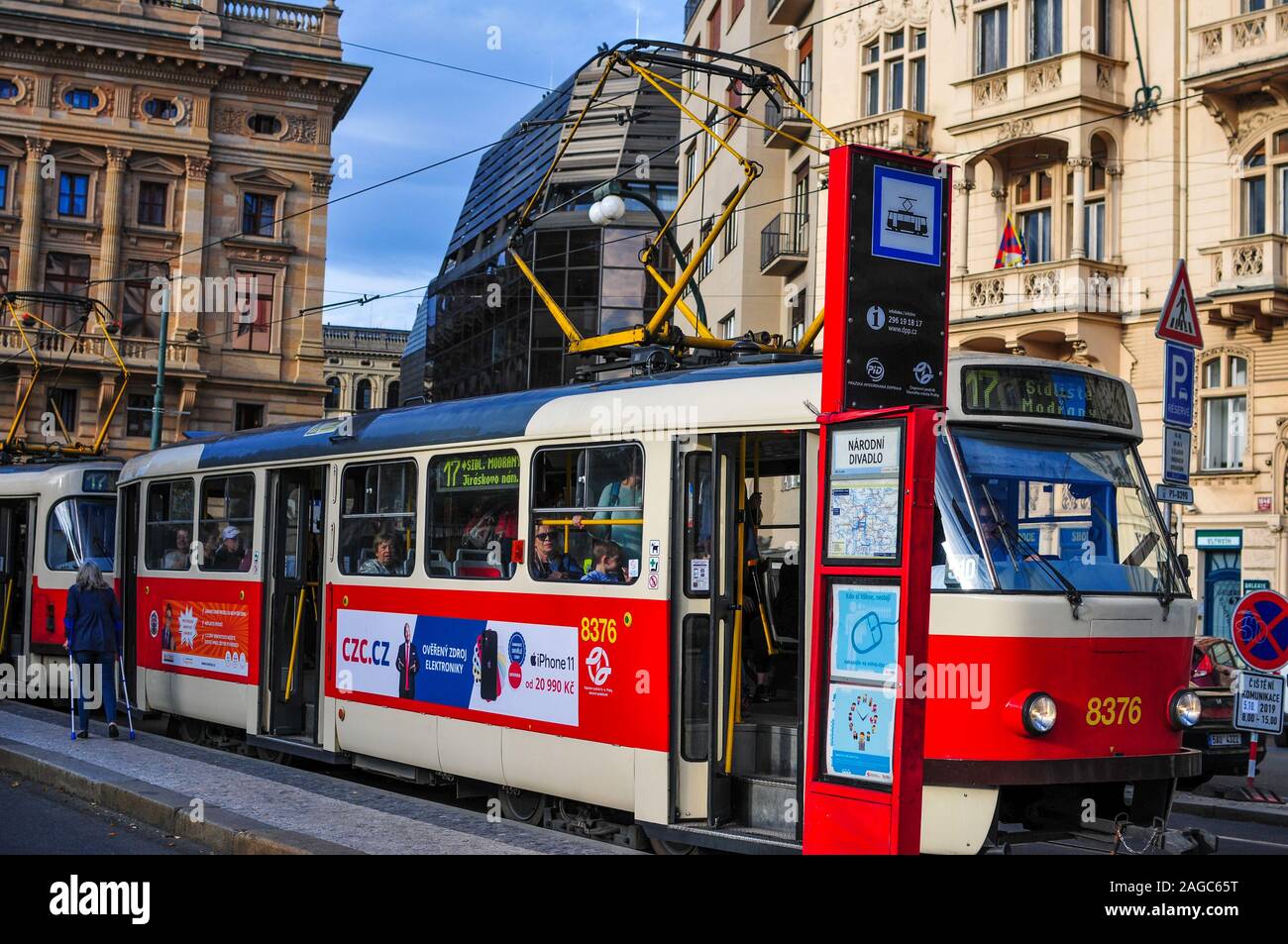 Trams in Prague Czech Republic Stock Photo - Alamy