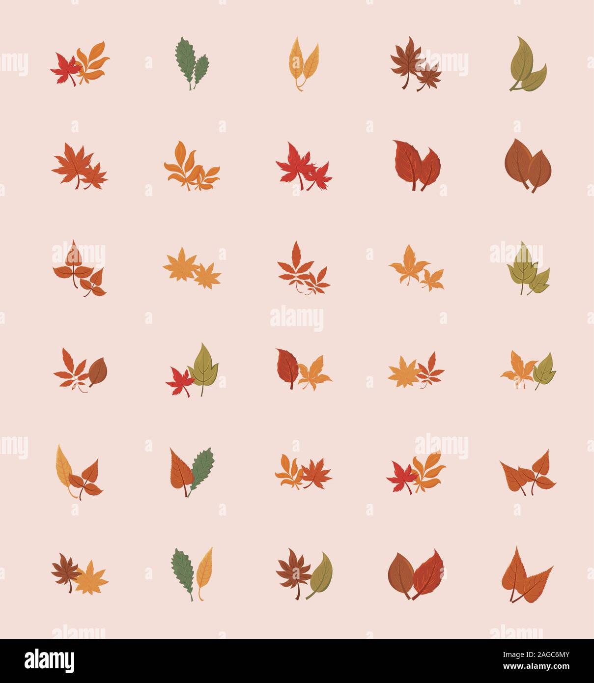 Set of autumn leaves design, season nature ornament garden decoration ...