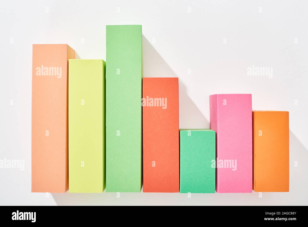 top view of multicolor analytical graph on white background Stock Photo ...