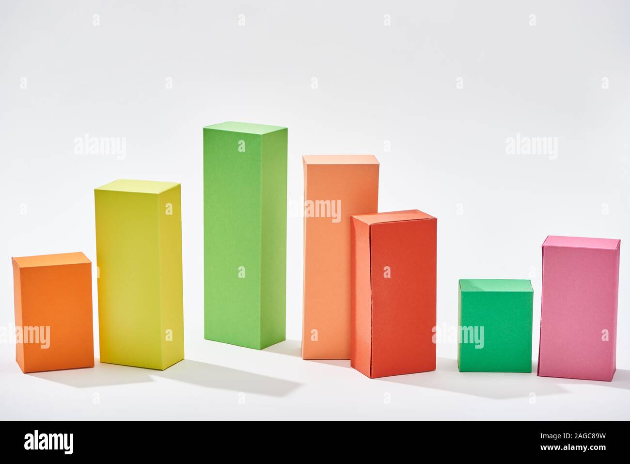 color blocks of statistic chart with shadow on white background Stock ...