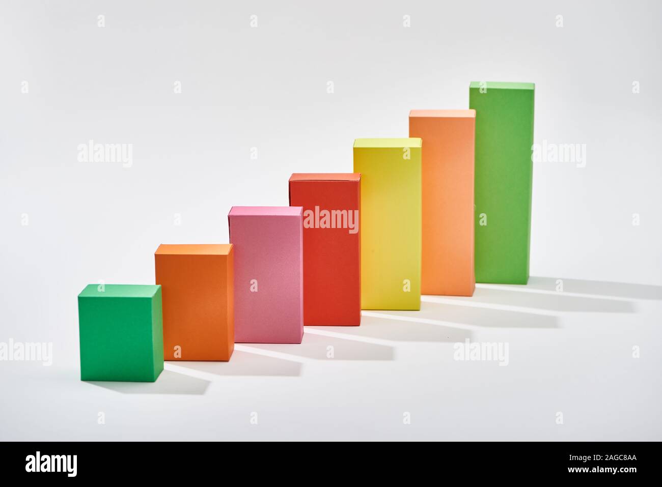 color blocks of analytical chart with shadow on white background Stock ...