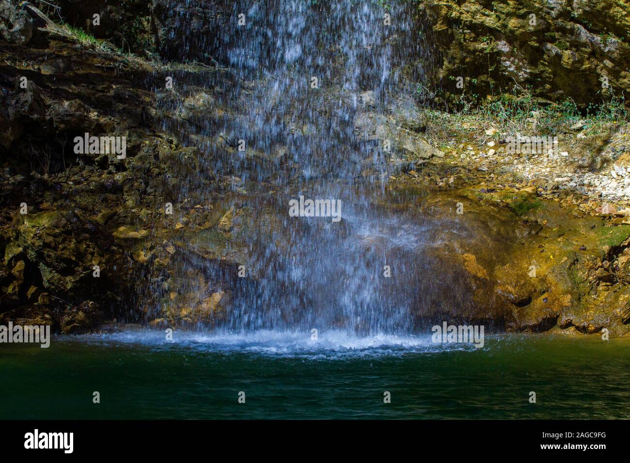 Beautiful Waterfall Sopot in Istria, Croatia and a turquoise lake under ...