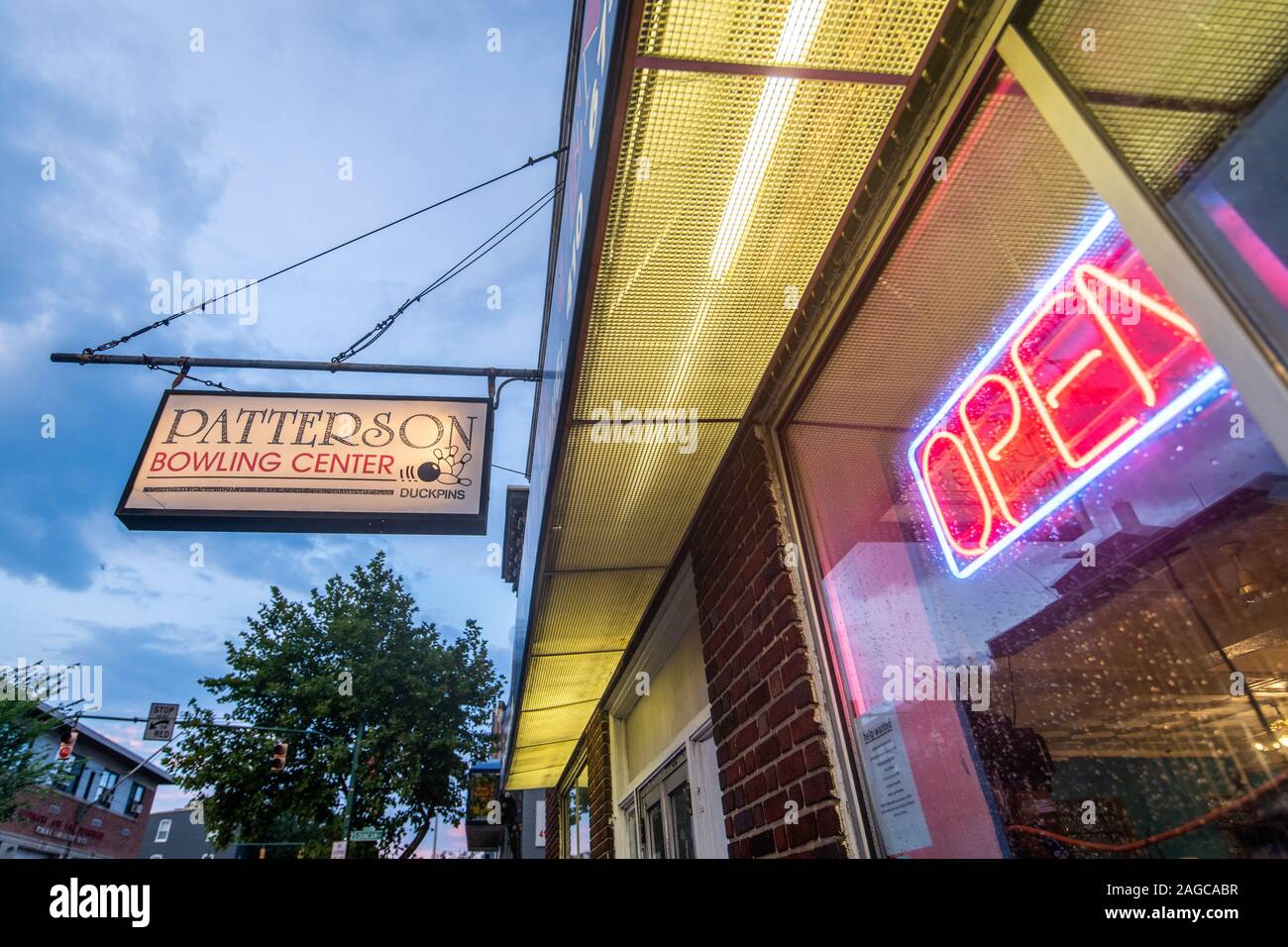 The exterior of Patterson Lanes, a neighborhood landmark, Baltimore ...