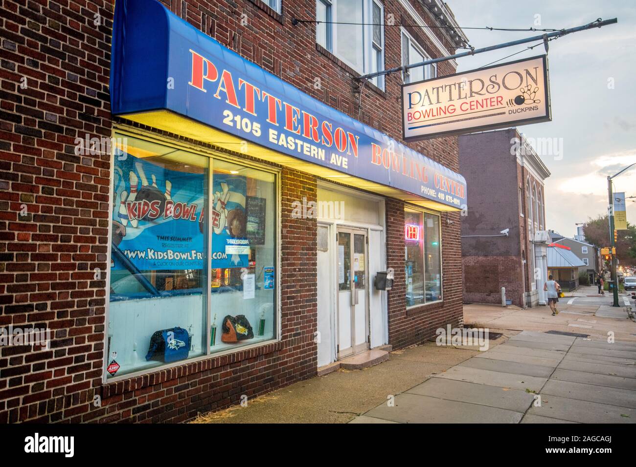 The exterior of Patterson Lanes, a neighborhood landmark, Baltimore ...