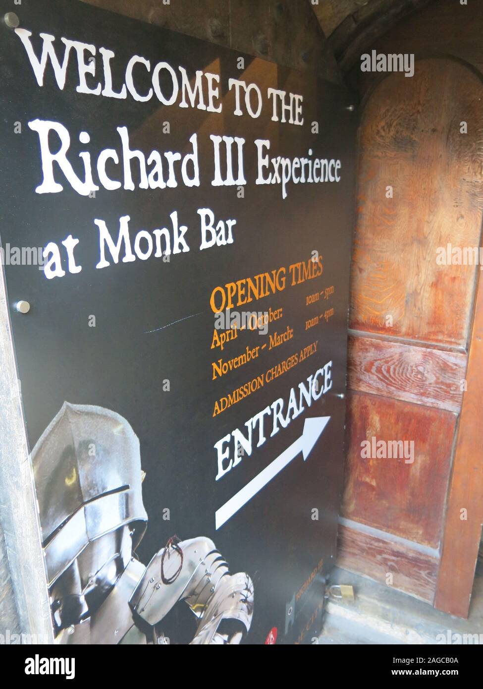 The promotional banner at the entrance to the fortified gatehouse in ...