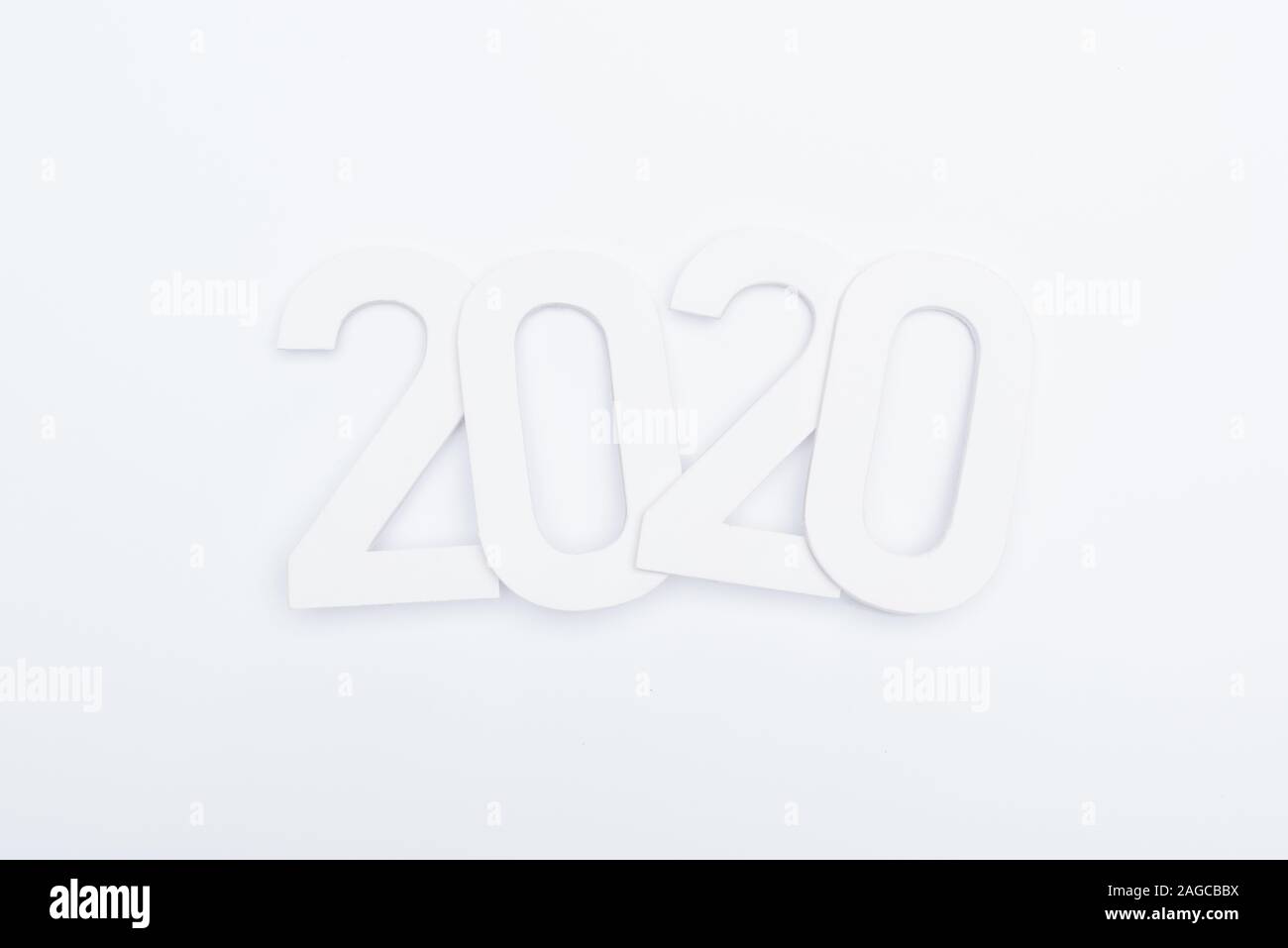 top view of paper 2020 numbers on white background Stock Photo - Alamy