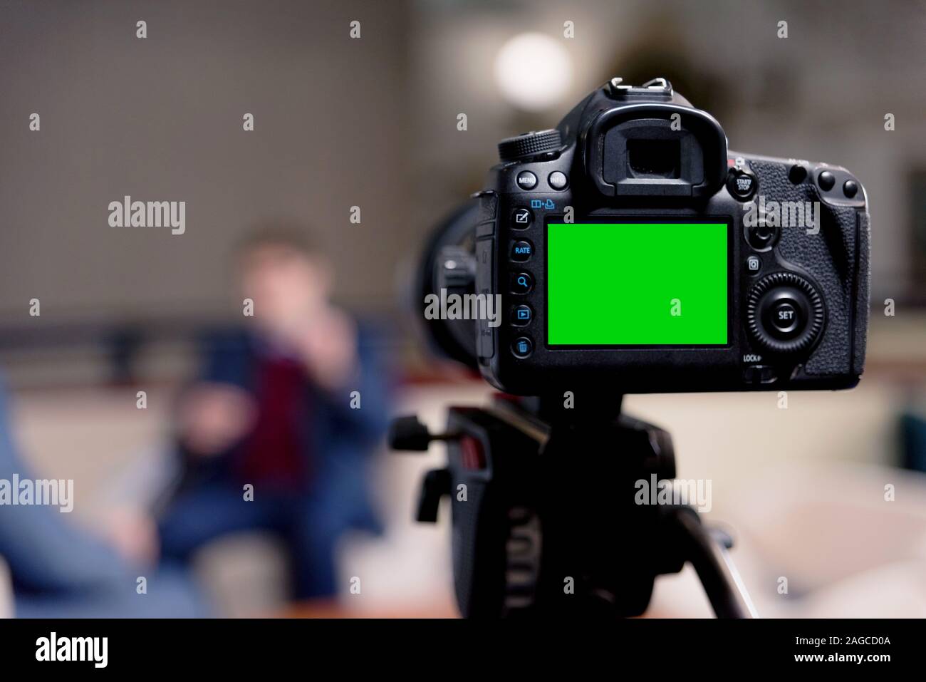Camera ready to record interview with the politician Stock Photo - Alamy