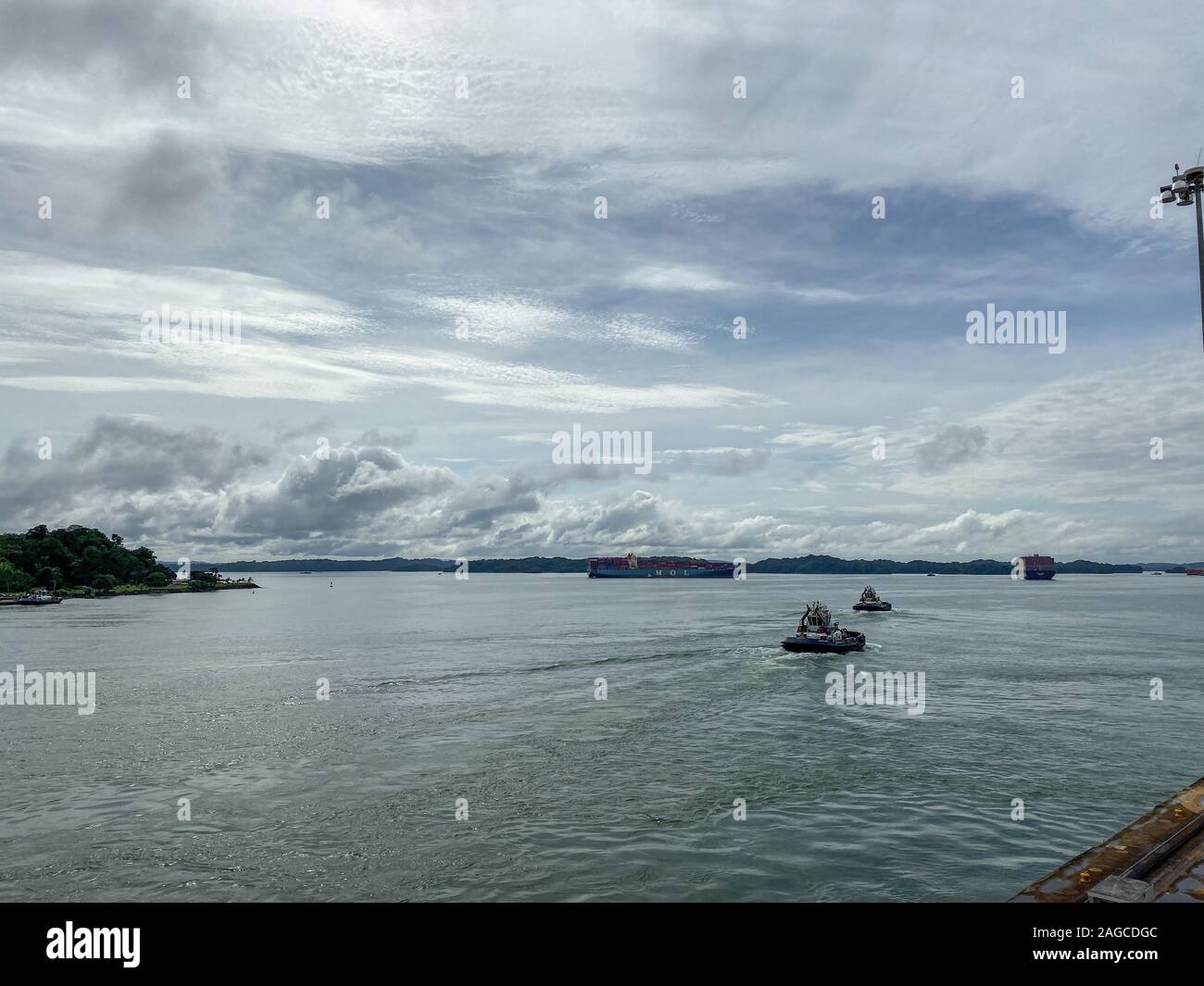 Panama-11/6/19: A view of Pilot boats heading to their next ship to ...