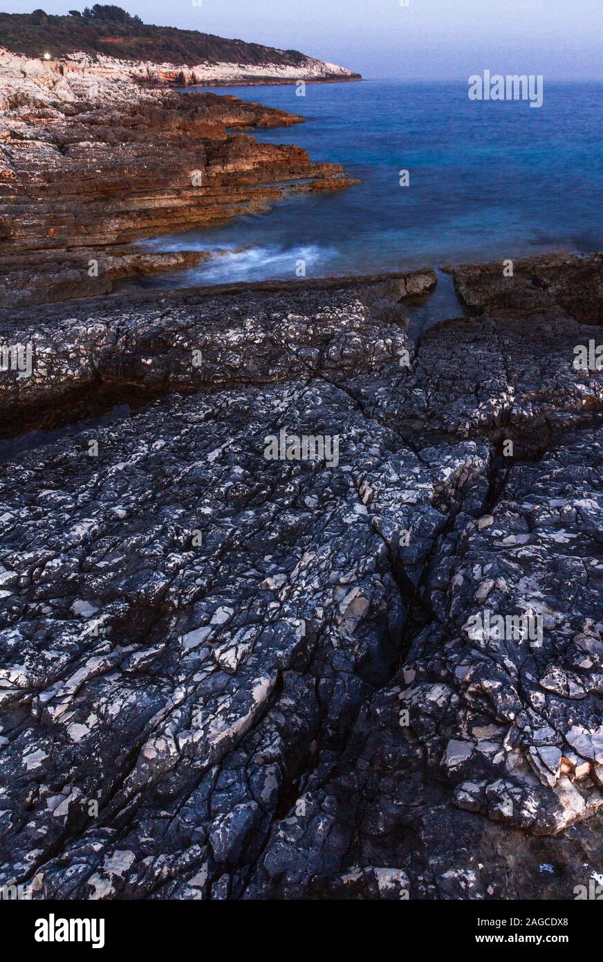 Vertical high angle shot of rocks in the Kamenjak coast in Istria ...