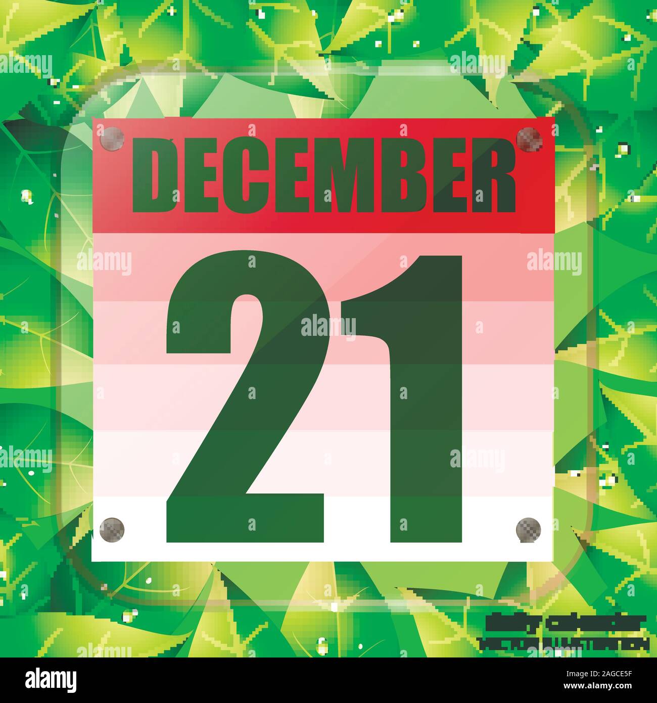 December 21 icon. For planning important day with green leaves. Banner ...