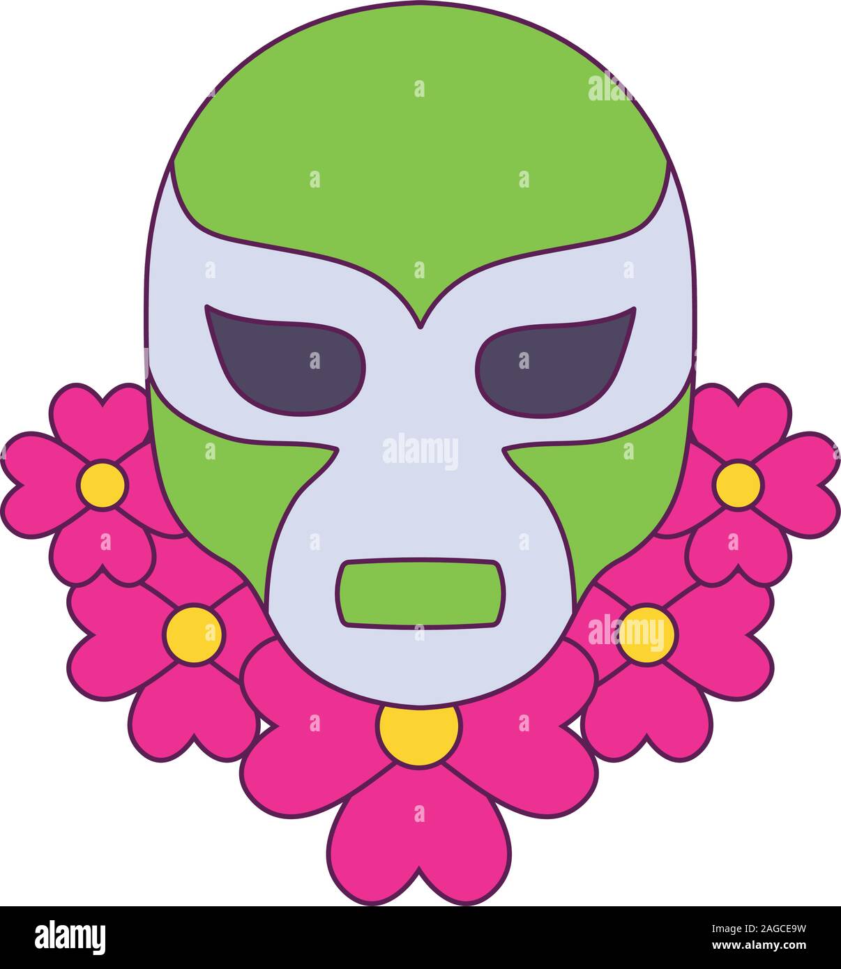 Mexican mask and flowers design, Mexico culture tourism landmark latin ...