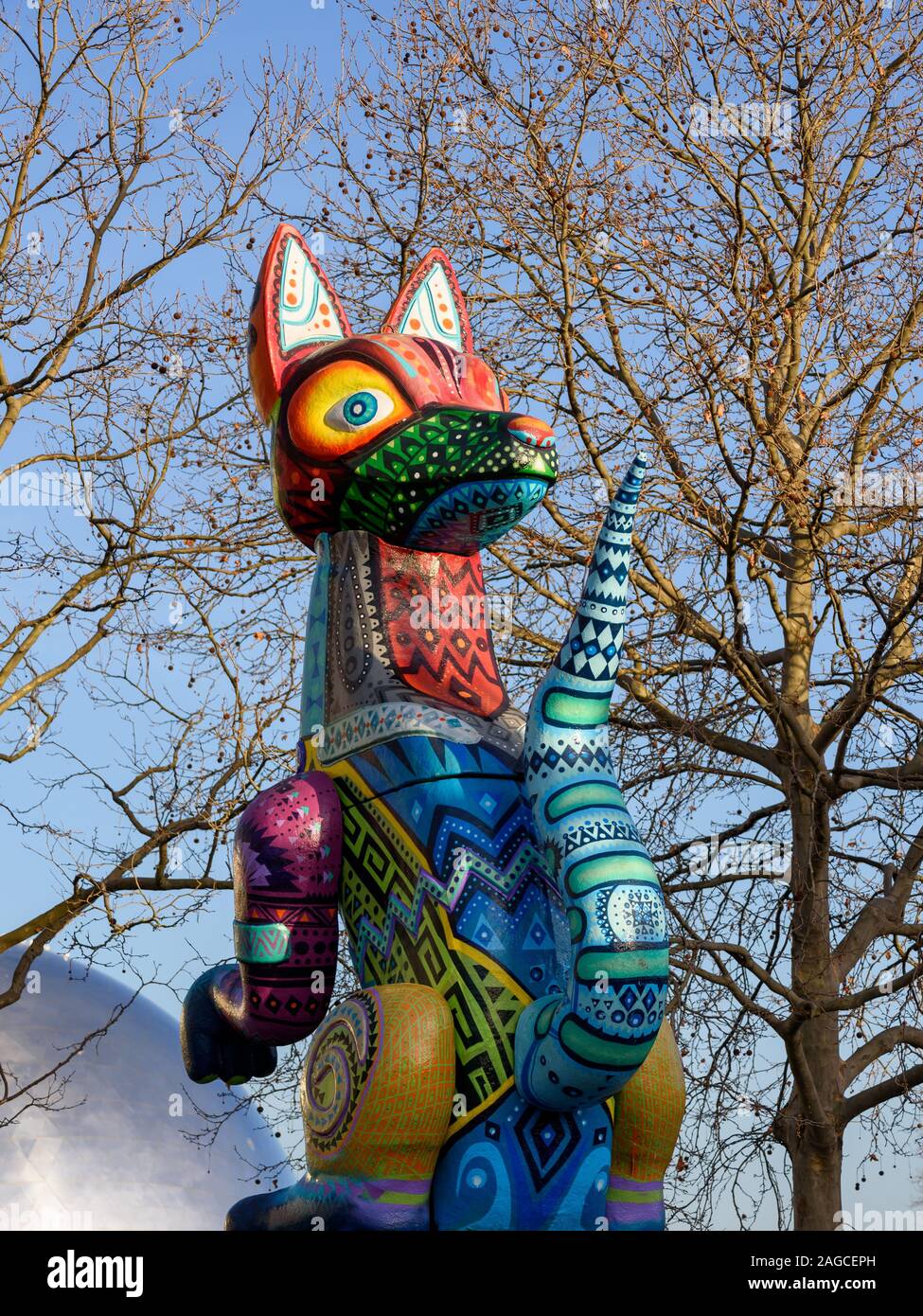 Mexican folk art brightly colored sculpture of fantastical creature ...