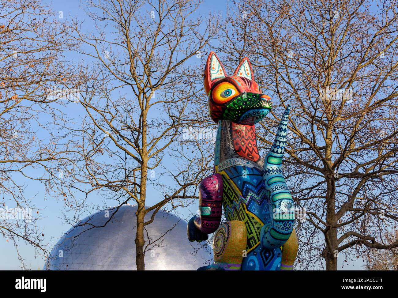 Mexican folk art brightly colored sculpture of fantastical creature ...