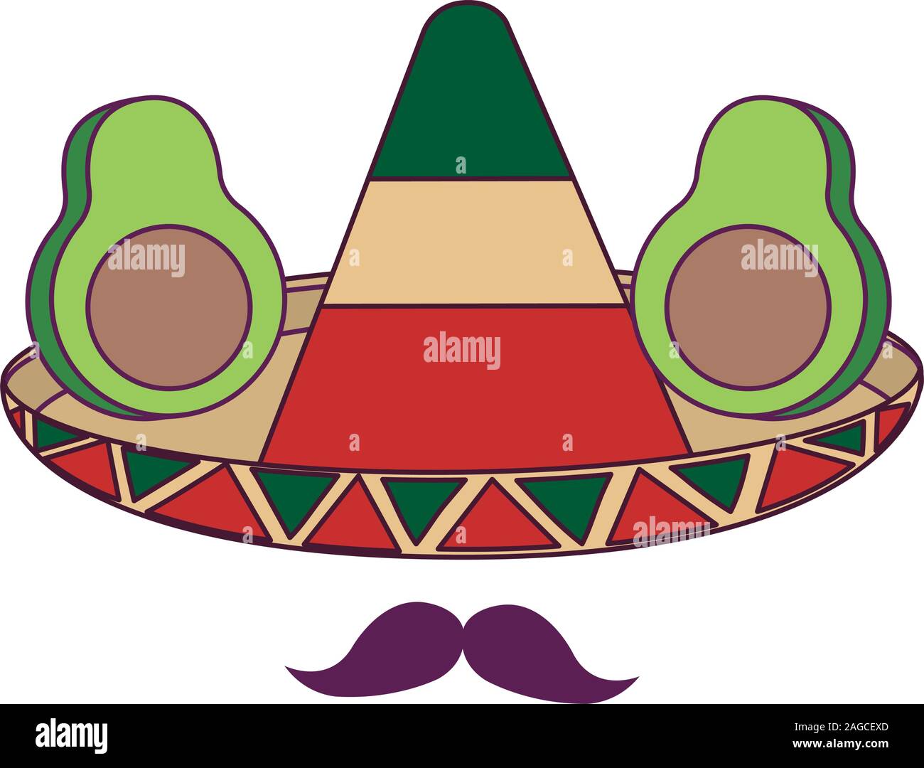 Mexican hat and avocados design, Mexico culture tourism landmark latin ...