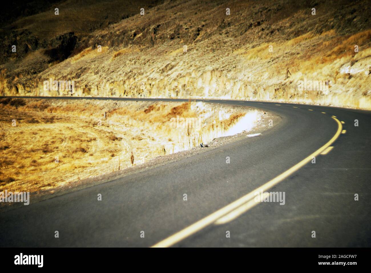 Rural Curved Paved Road Stock Photo - Alamy