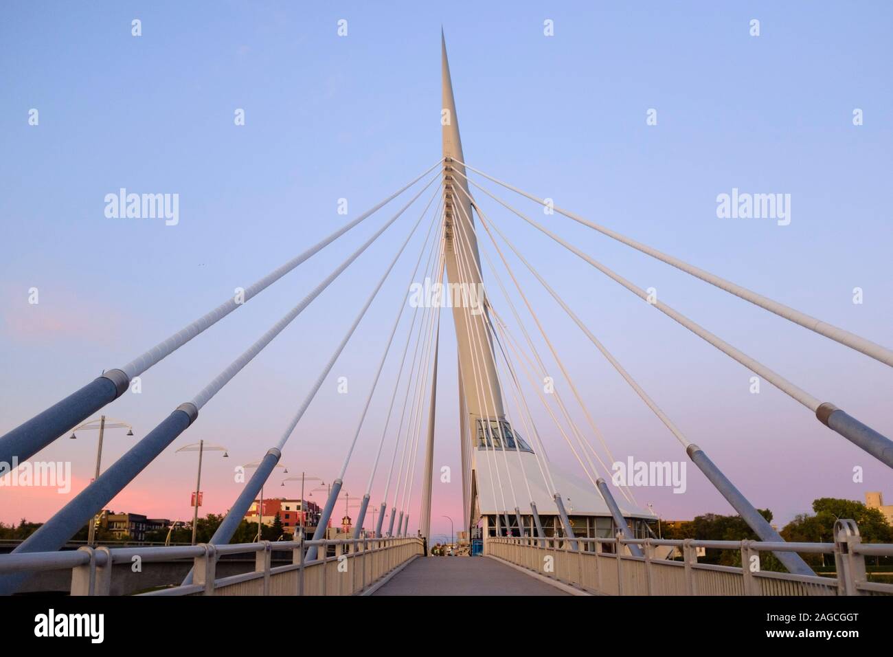 The Esplanade Riel Footbridge in downtown Winnipeg, Manitoba Stock ...