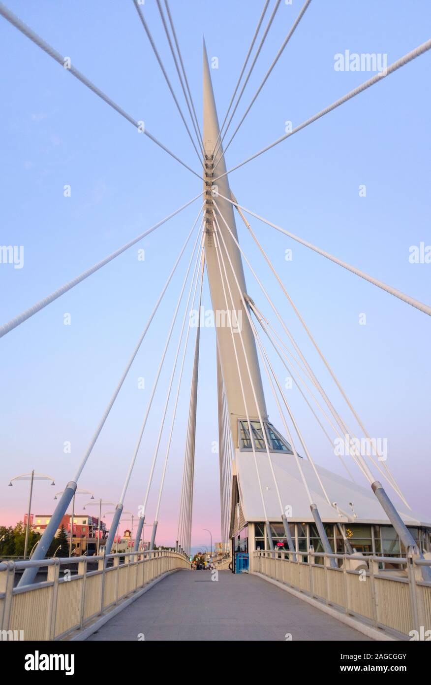 The Esplanade Riel Footbridge in downtown Winnipeg, Manitoba Stock ...