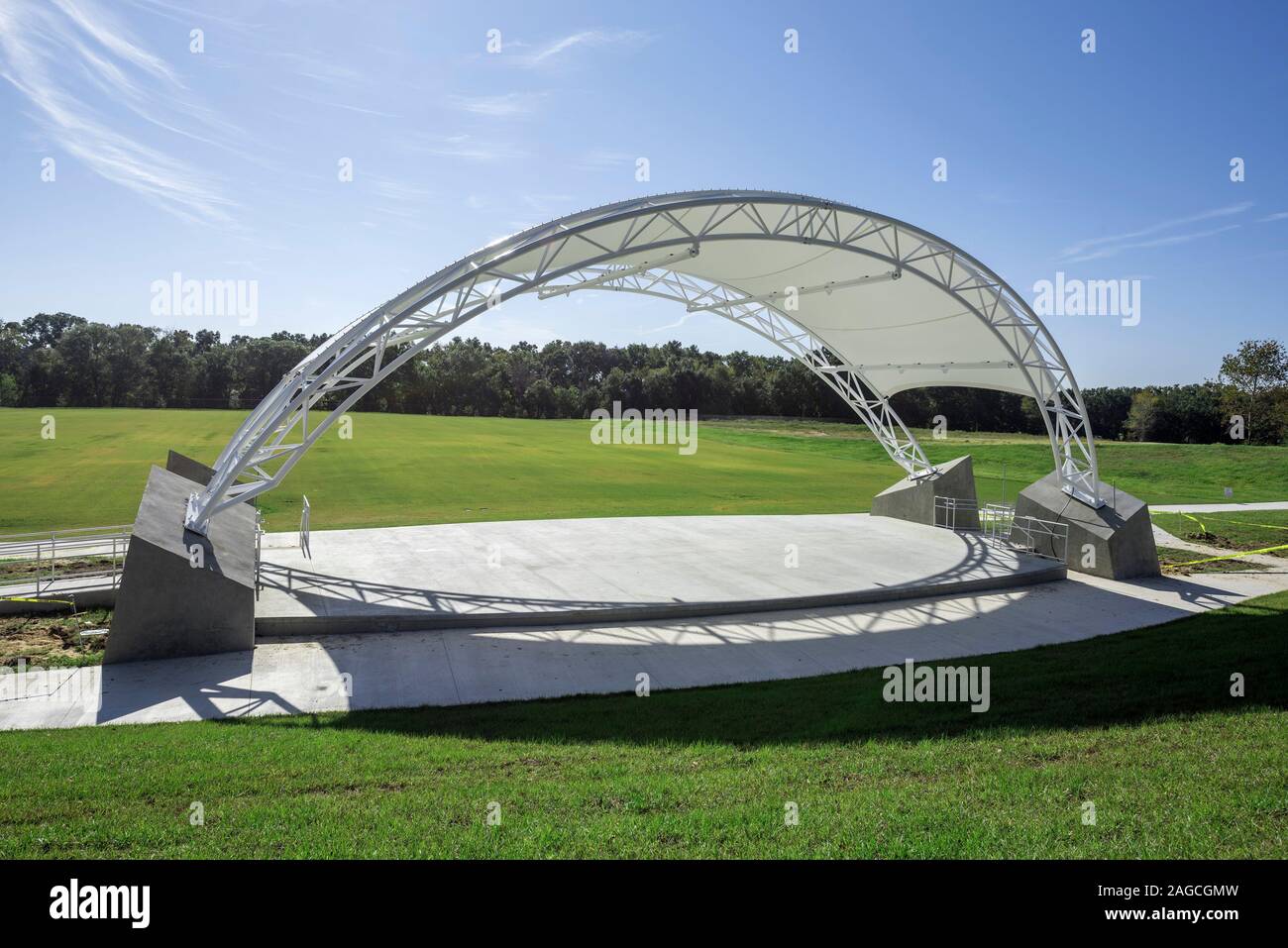 Amphitheater canopy structure constructed of tensile fabric Stock Photo ...
