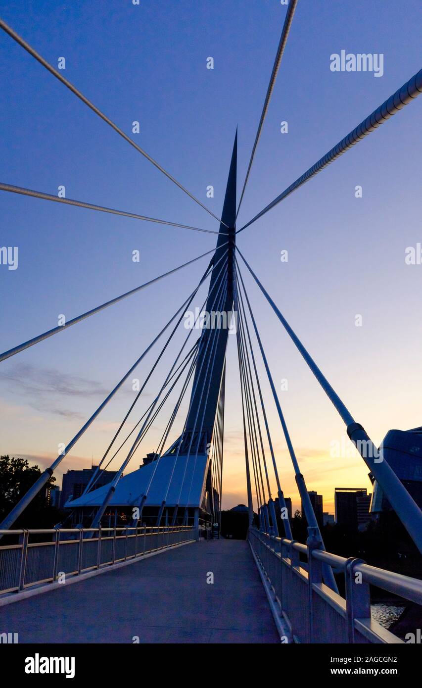 The Esplanade Riel Footbridge in downtown Winnipeg, Manitoba Stock ...