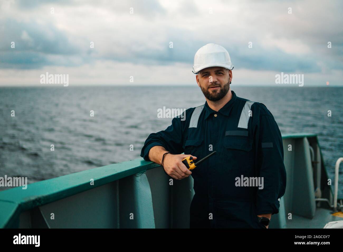 Marine Deck Officer or Chief mate on deck of offshore vessel or ship ...