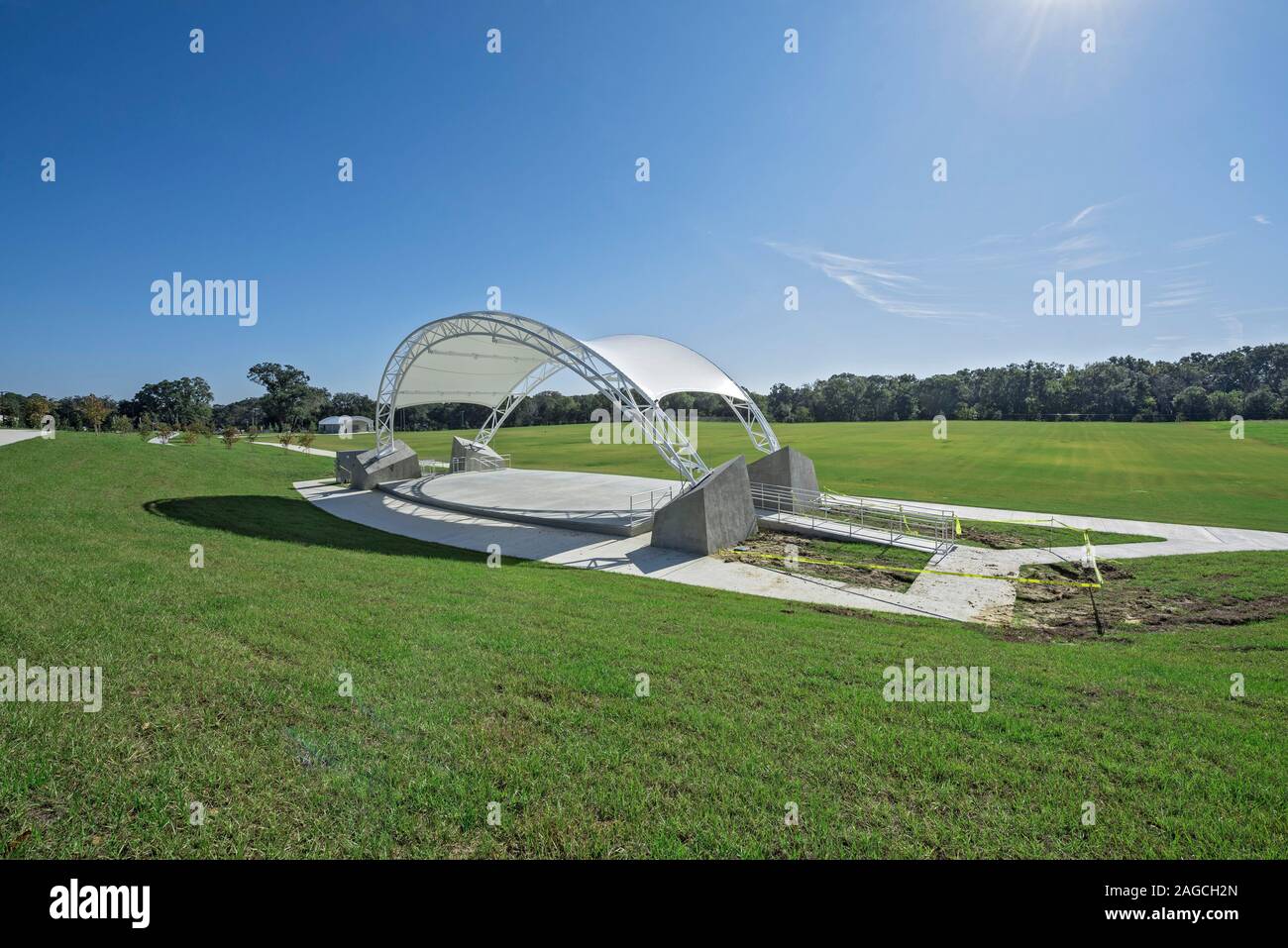 Amphitheater canopy structure constructed of tensile fabric Stock Photo ...
