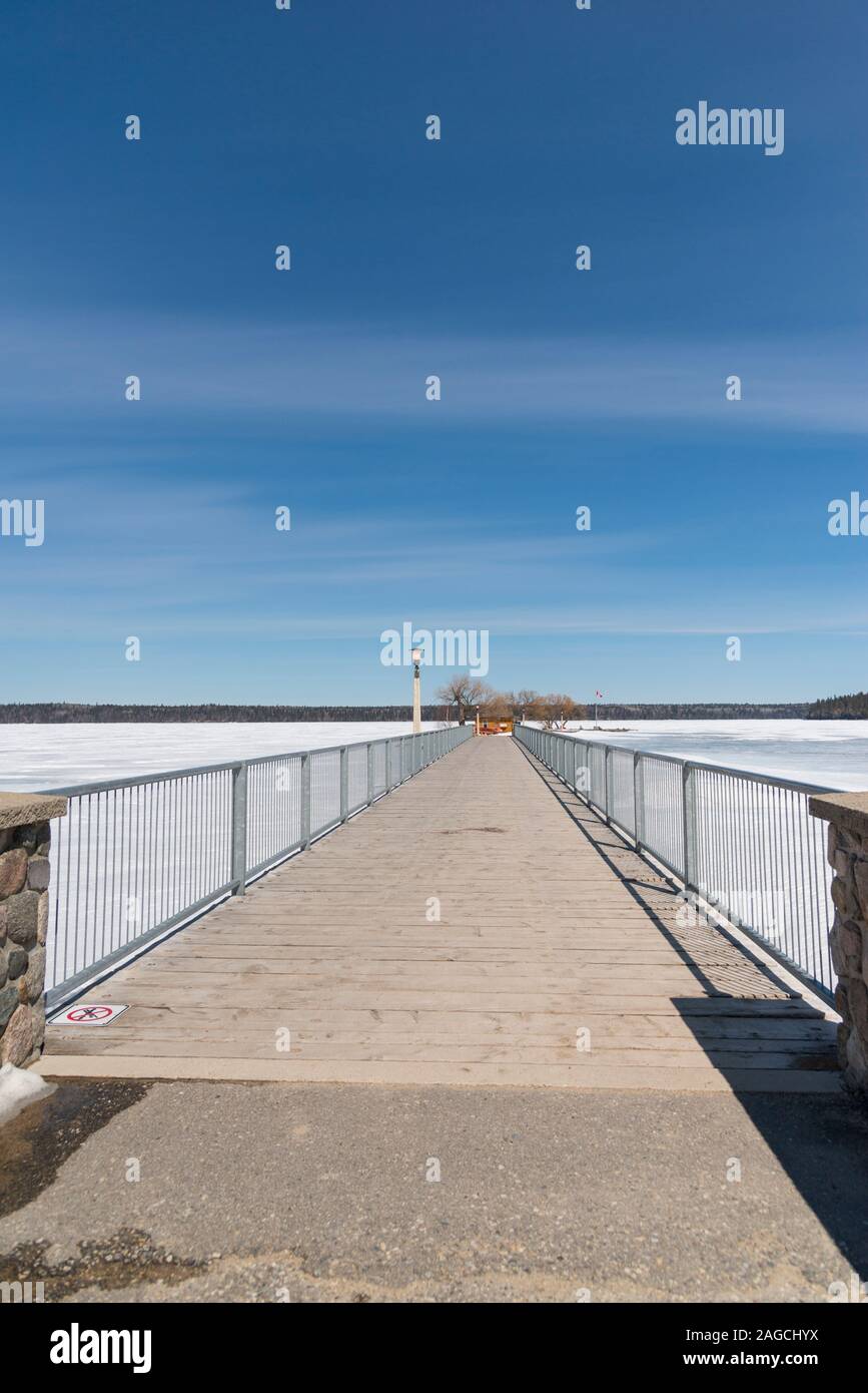 Late winter landscape along the shoreline of Clear Lake, at Wasagaming ...