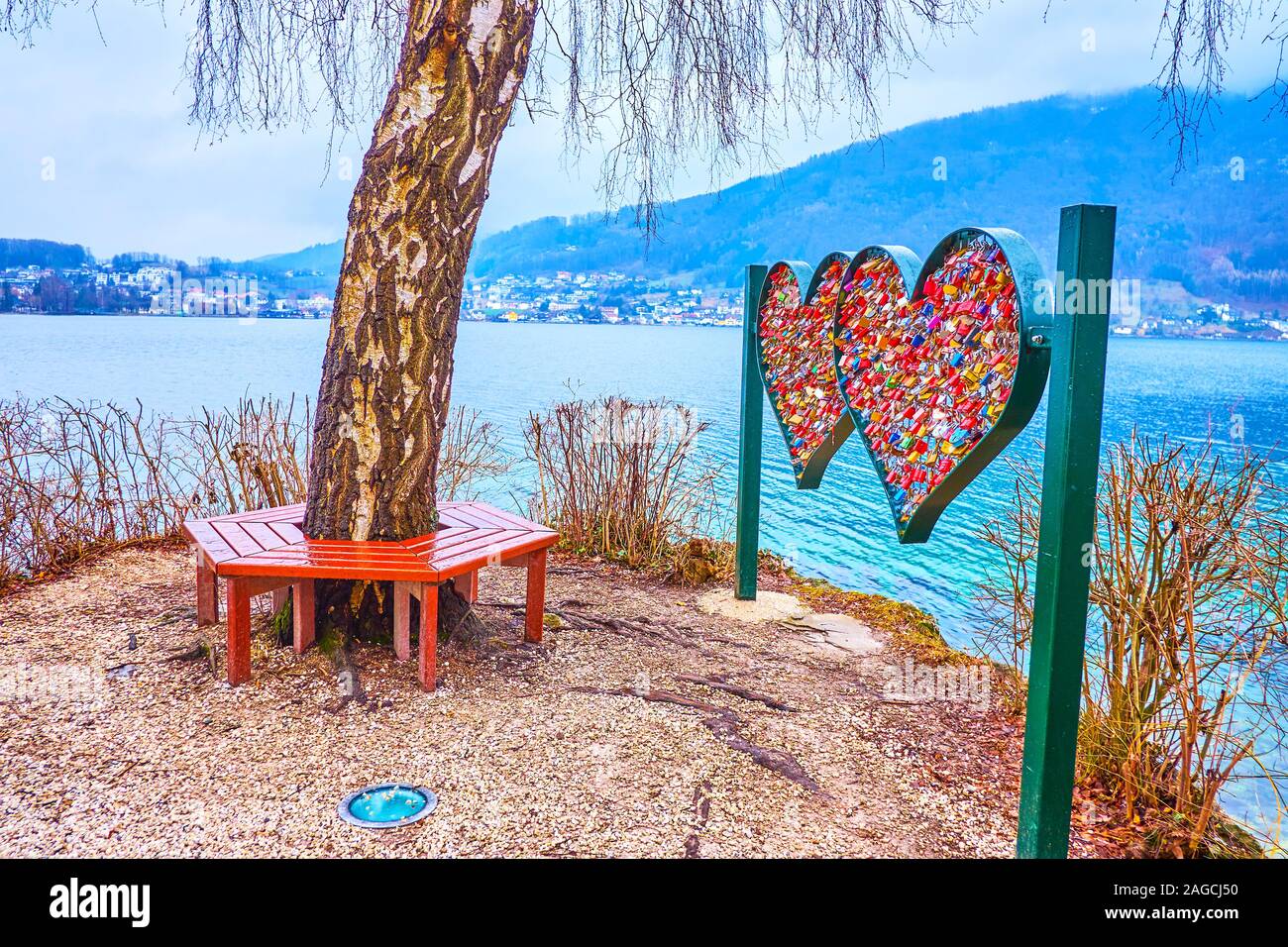The popular above youth the romantic bench at the edge of the islet in ...