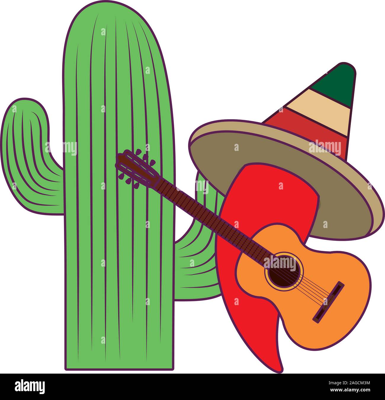 Mexican cactus and chilli design, Mexico culture tourism landmark latin ...