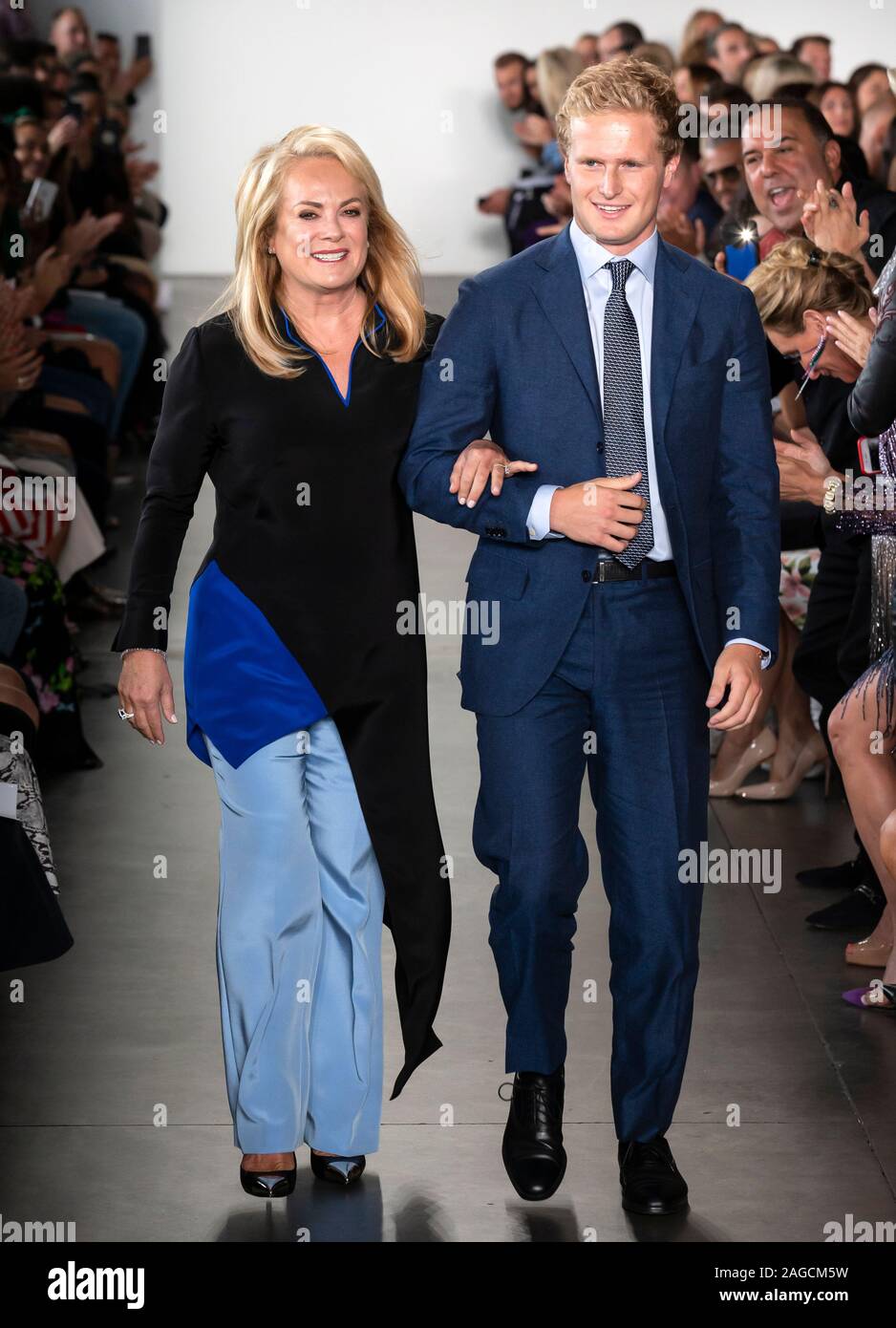 New York, NY - Sept 10, 2019: Designer Pamella Roland and Cole DeVos ...