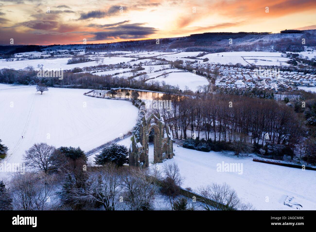 Gisborough Priory in Winter Snow, Guisborough, North Yorkshire Stock ...