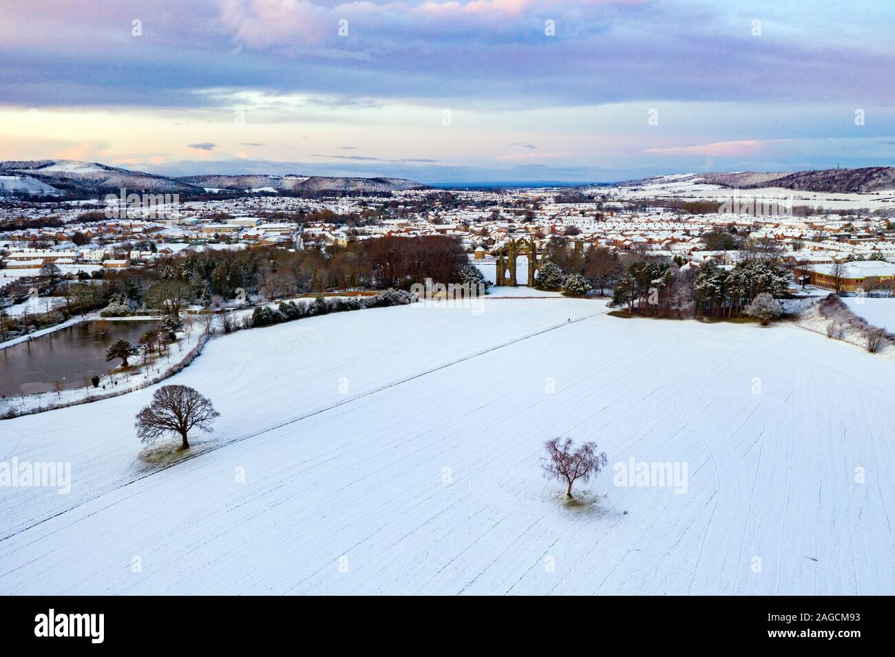 Gisborough Priory in Winter Snow, Guisborough, North Yorkshire Stock ...