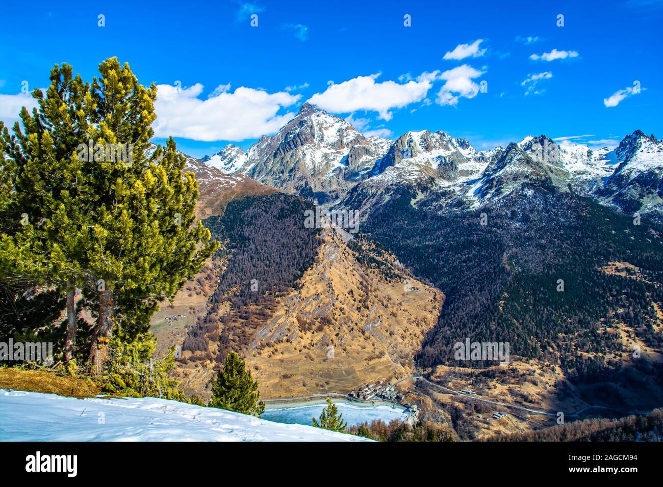 The Monviso, the king of the Cottian Alps covered by clouds stands ...