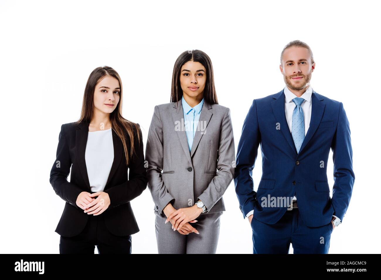 successful multicultural business people in suits isolated on white ...