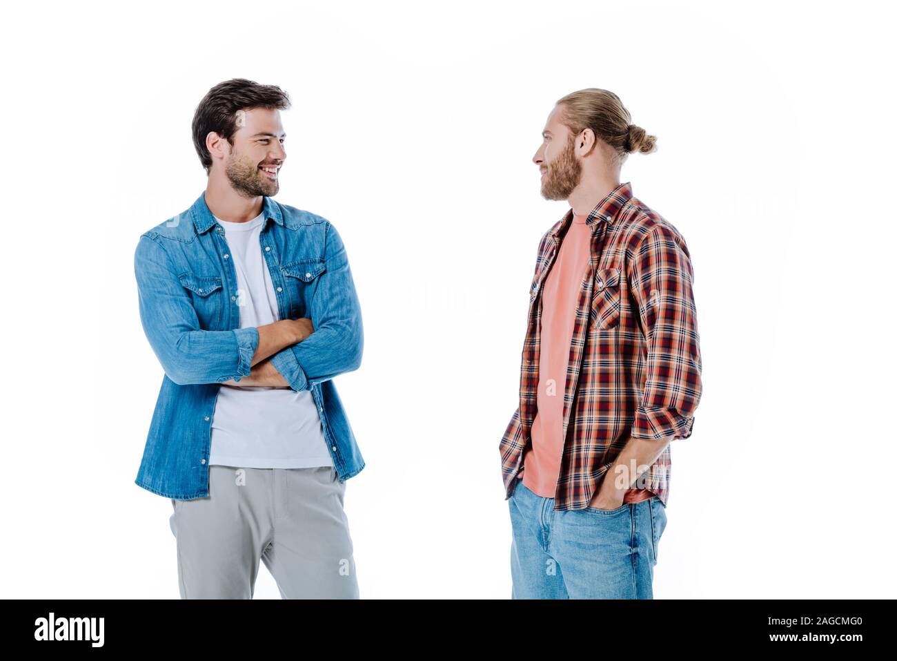 happy friends talking isolated on white Stock Photo - Alamy