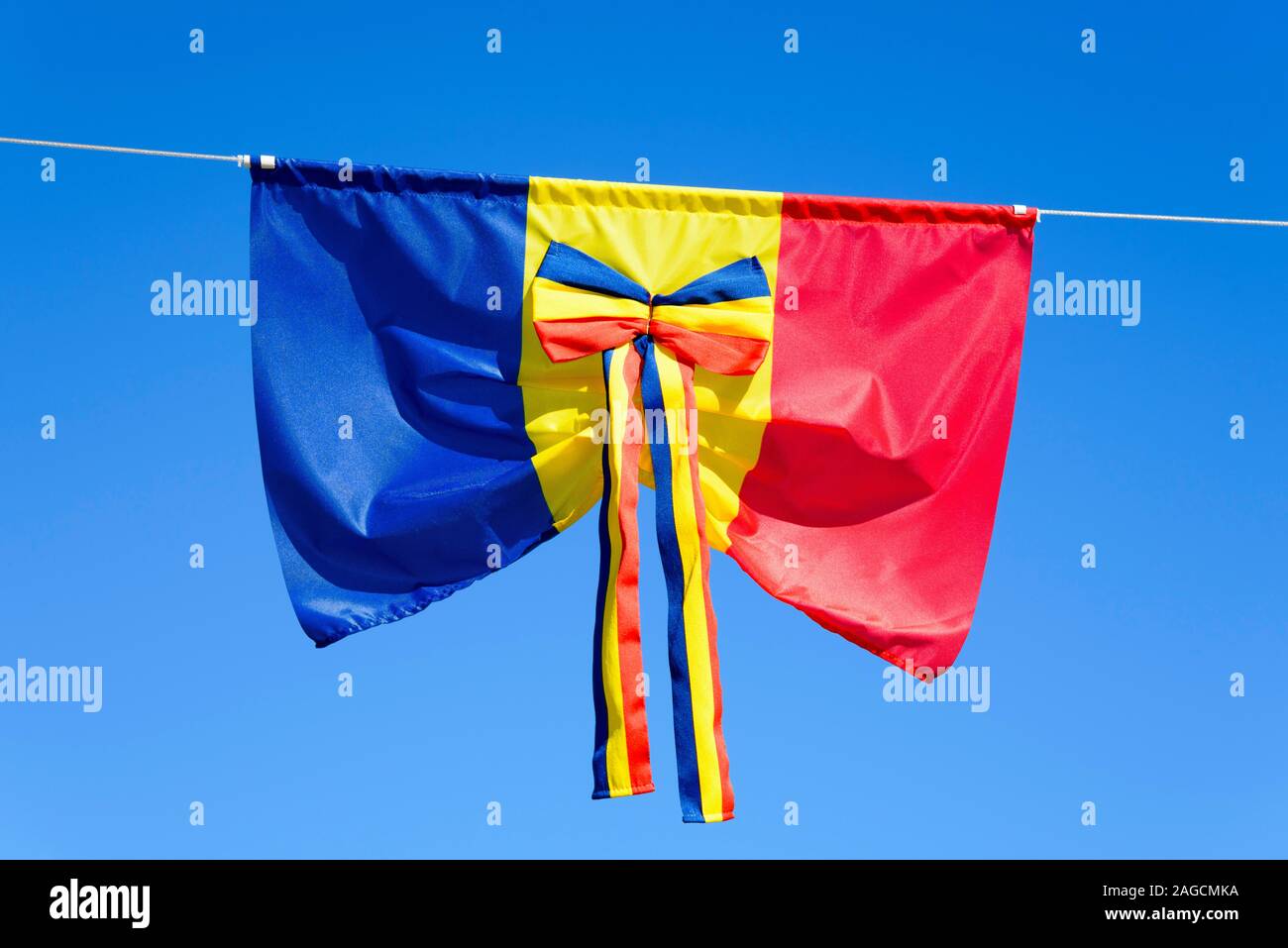 Romanian flag as bow, Romania Stock Photo - Alamy