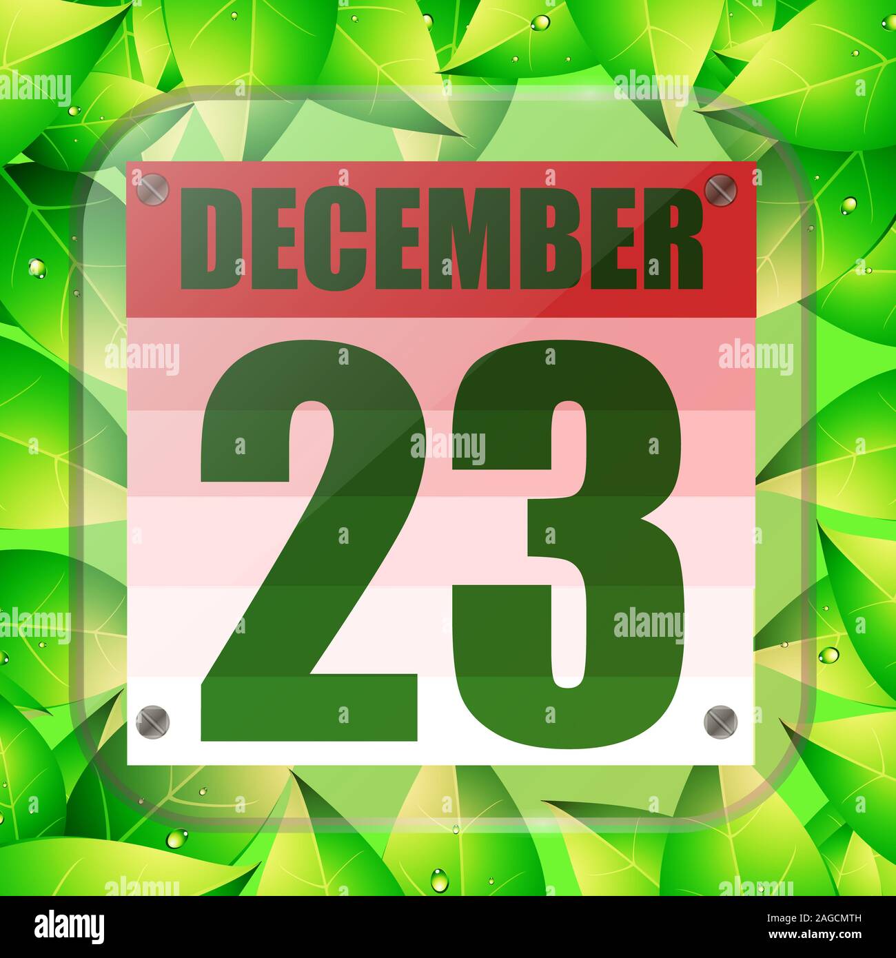 December 23 icon. For planning important day with leaves. Banner for ...