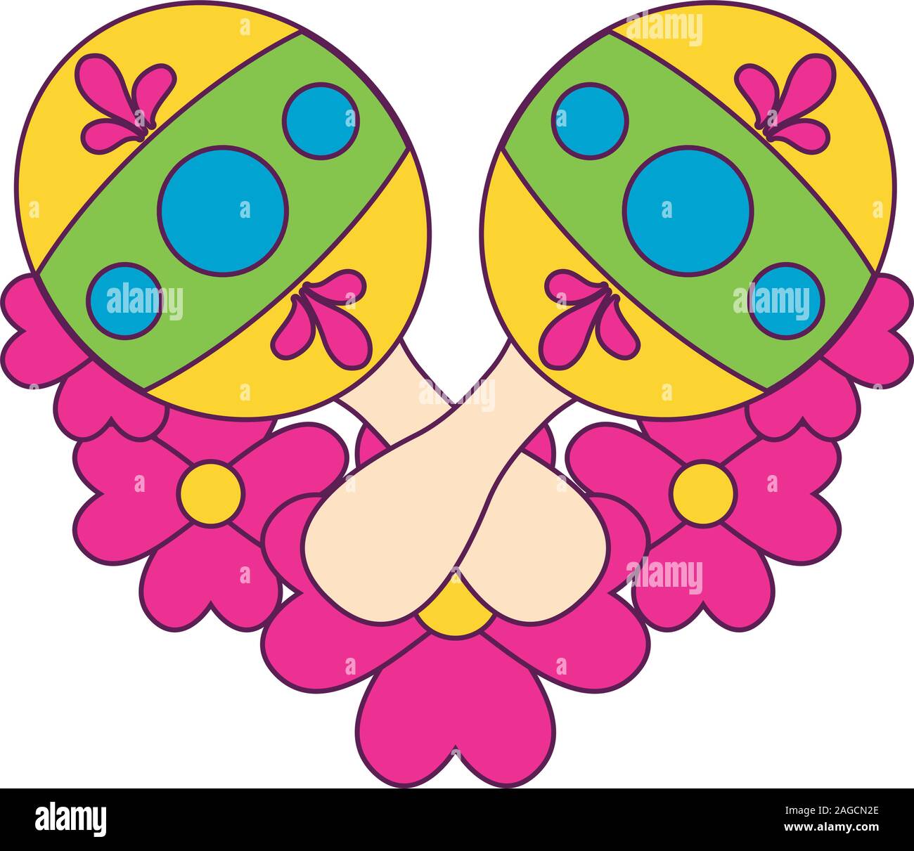 Mexican maracas and flowers design, Mexico culture tourism landmark ...