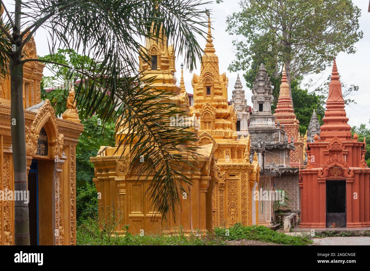 Group of ancient historic religious buildings in the middle of green ...