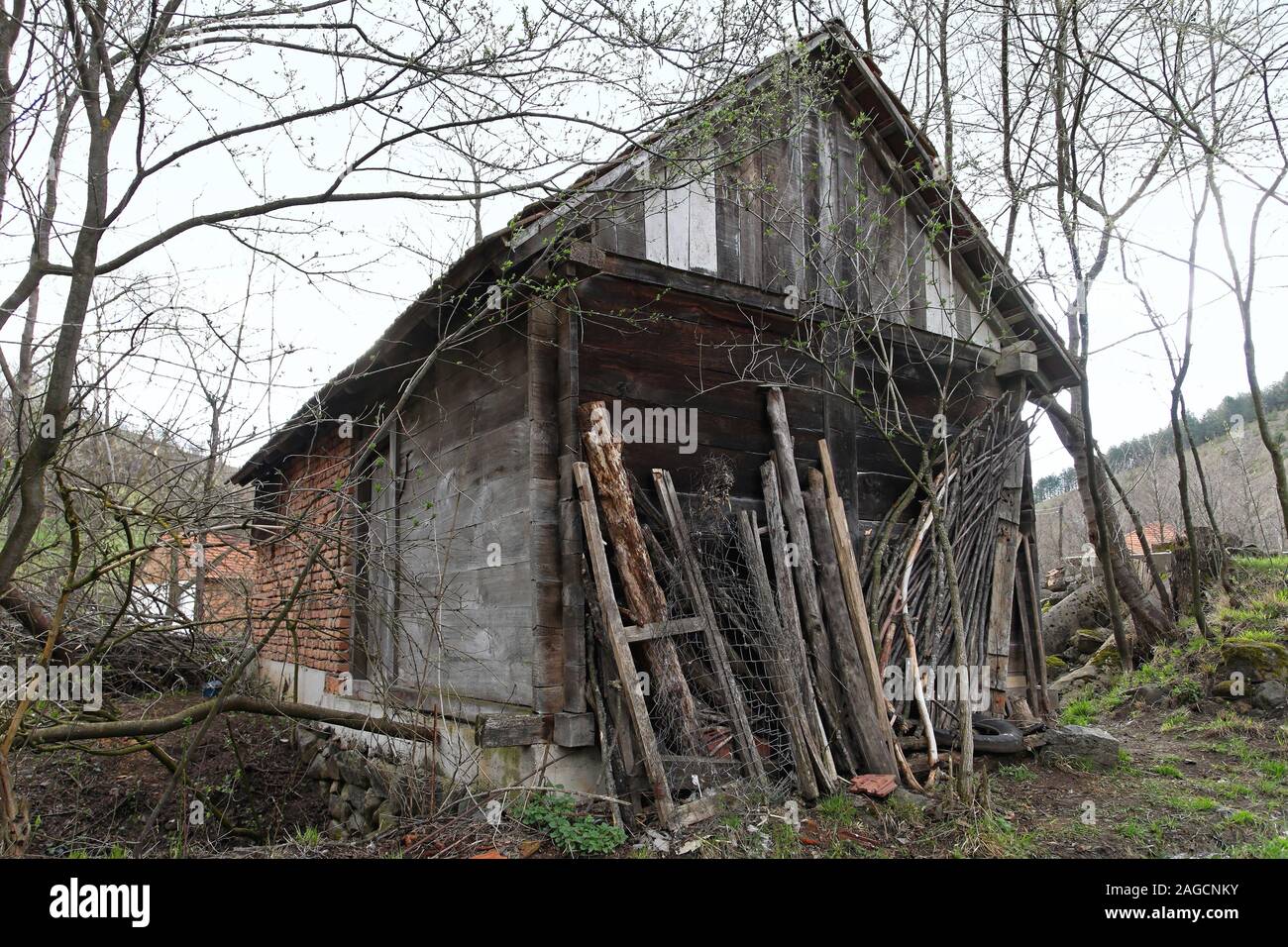Old watermill shed exterior in rural village Stock Photo - Alamy